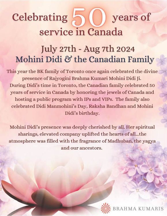 Mohini Didi & Canadian Family Celebrated 50 years of Service in Canada